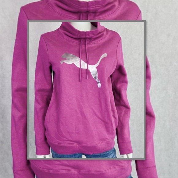 Puma | Tops | Puma Rolled Neck Logo Cat Big Neck Sweatshirt M | Poshmark